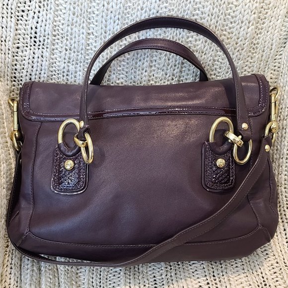Coach | Bags | Coach Purple Plum Mixed Leather Shoulder Purse Bag ...